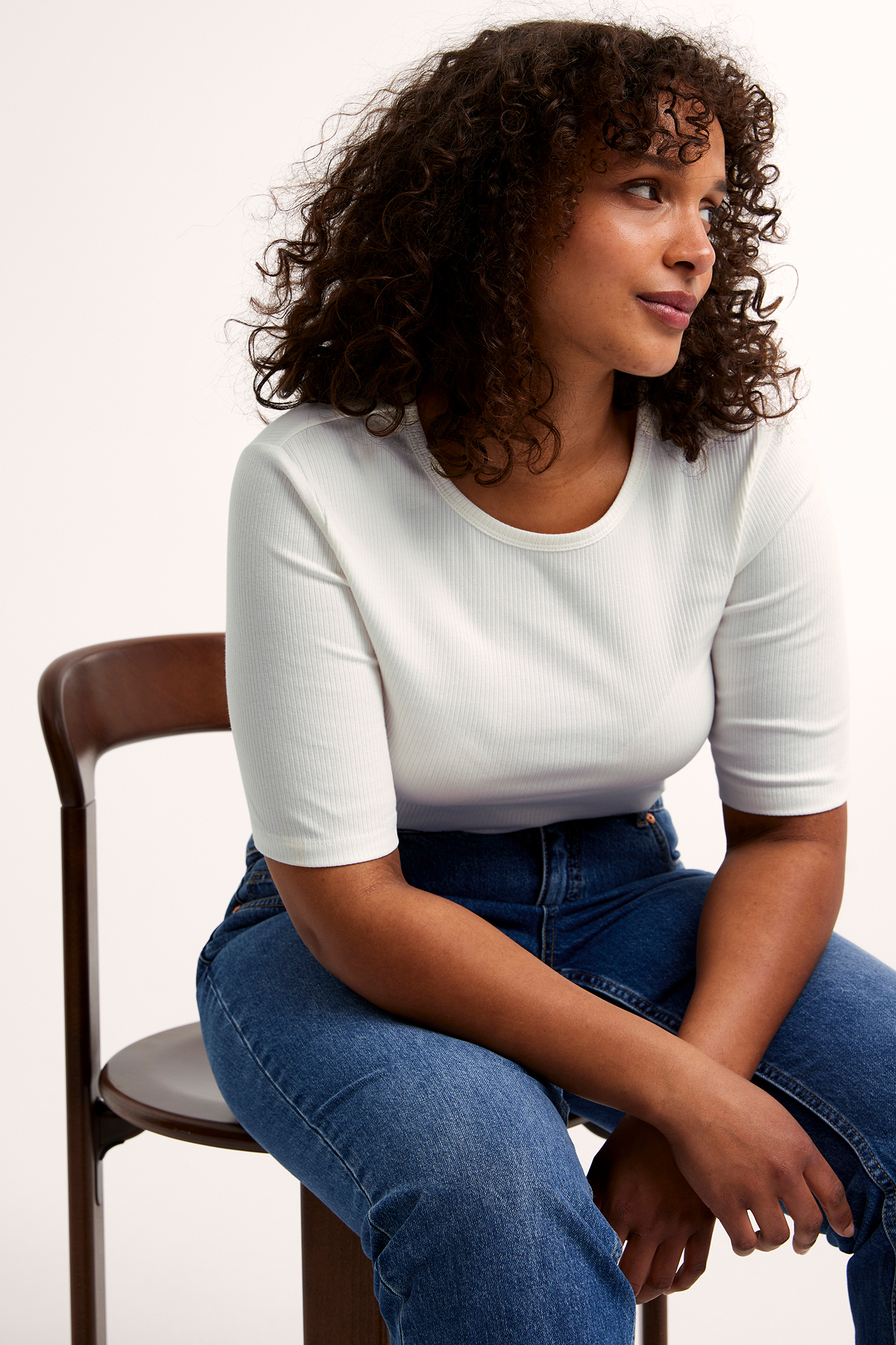 Ribbad topp | Offwhite | Dam | Kappahl