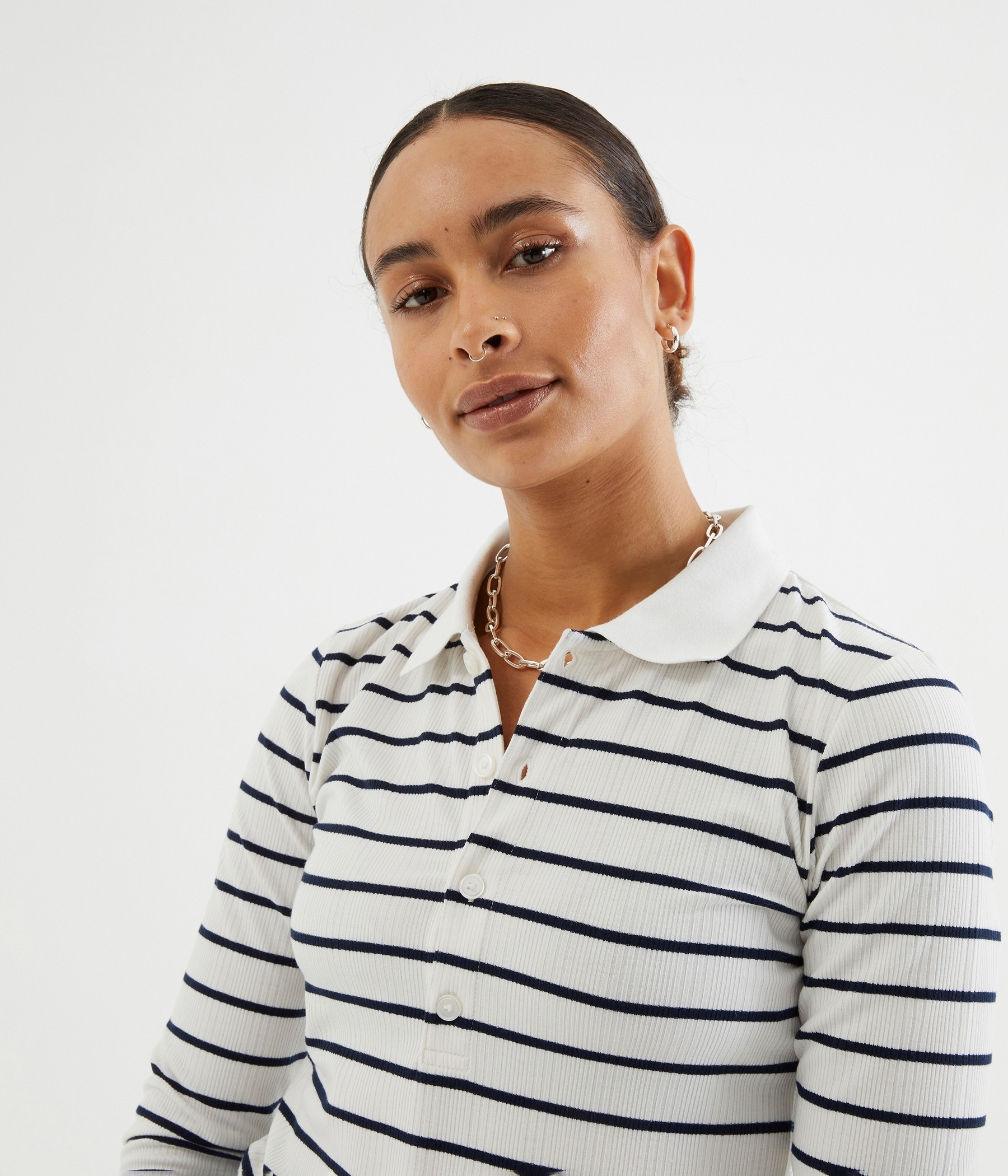 Randig topp med krage | Kappahl