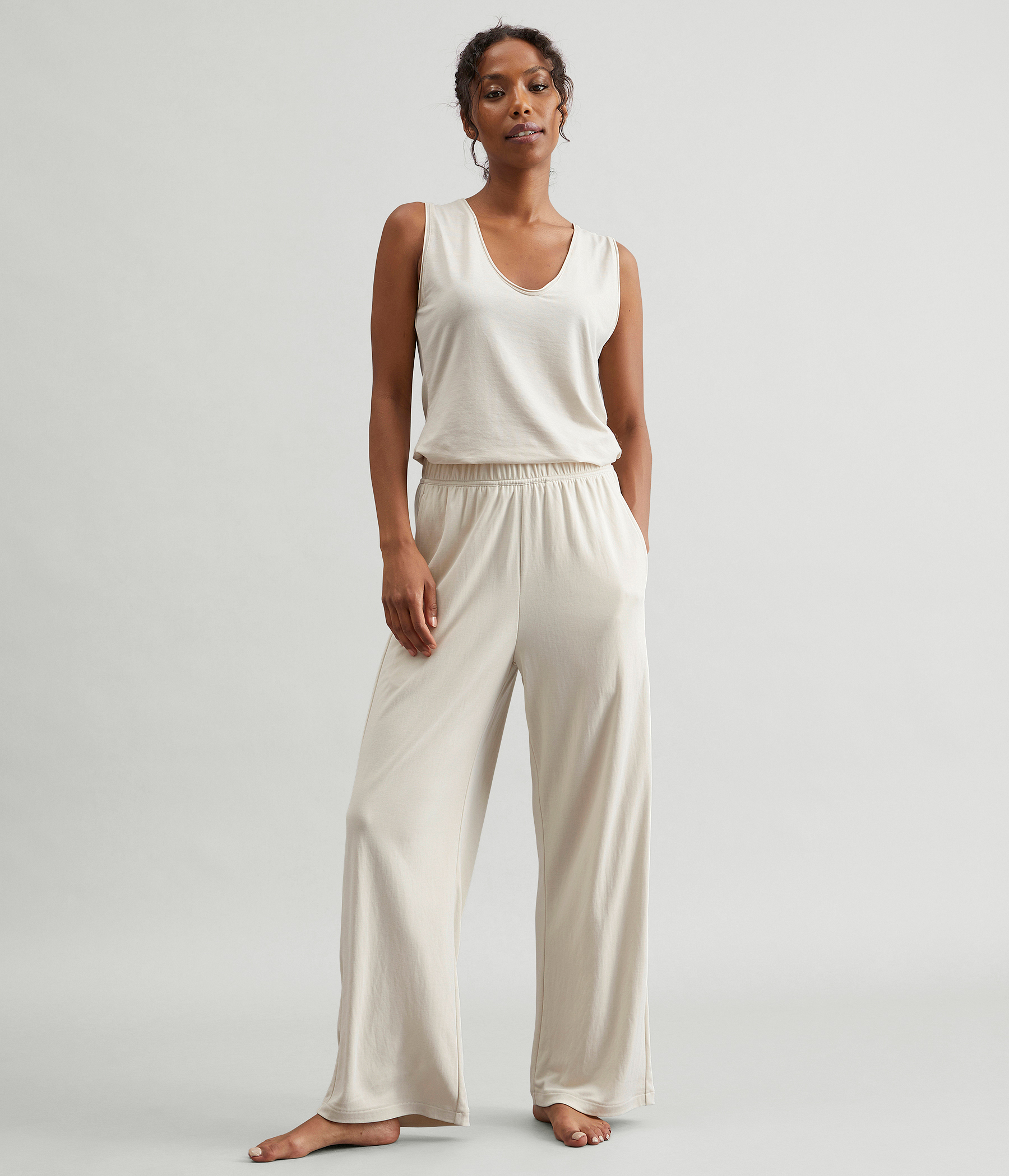 Trikåbyxa Loungewear Ljusbeige Dam Kappahl