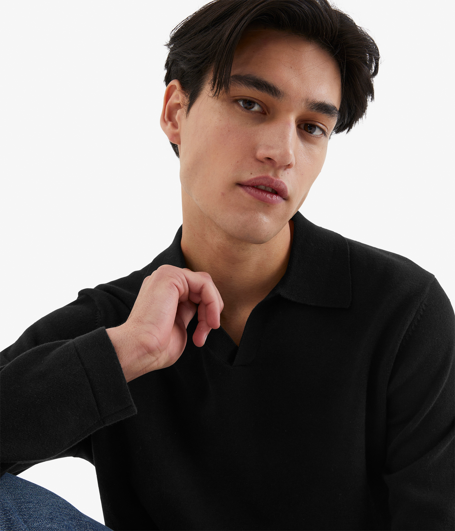 Stickad tröja med krage