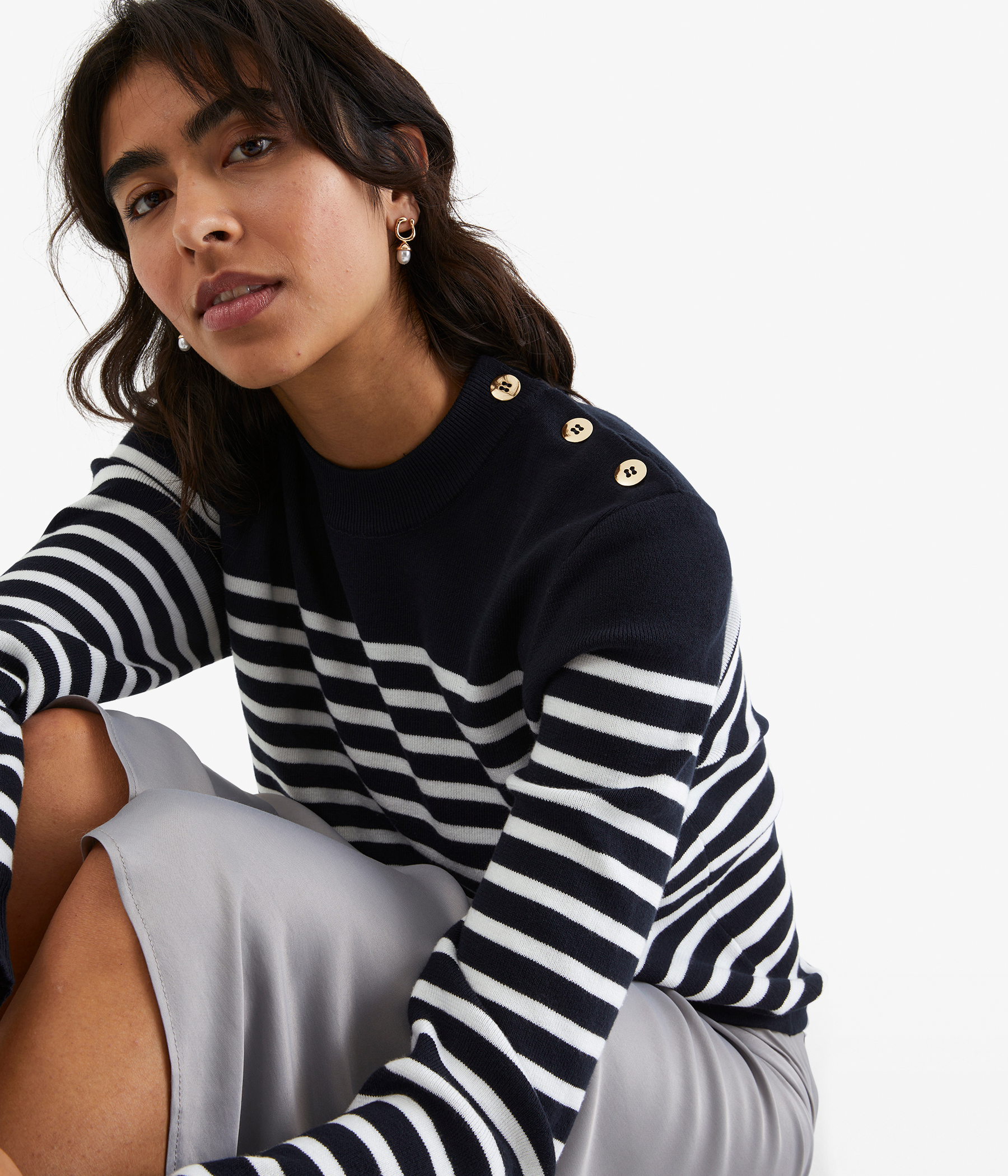 Randig tröja med knappar | Kappahl