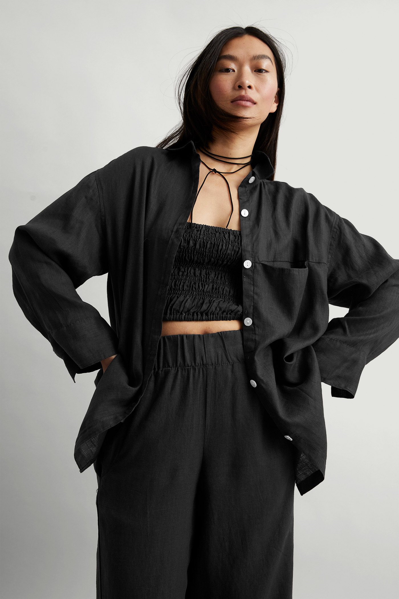 Linneskjorta | Svart | Dam | Kappahl