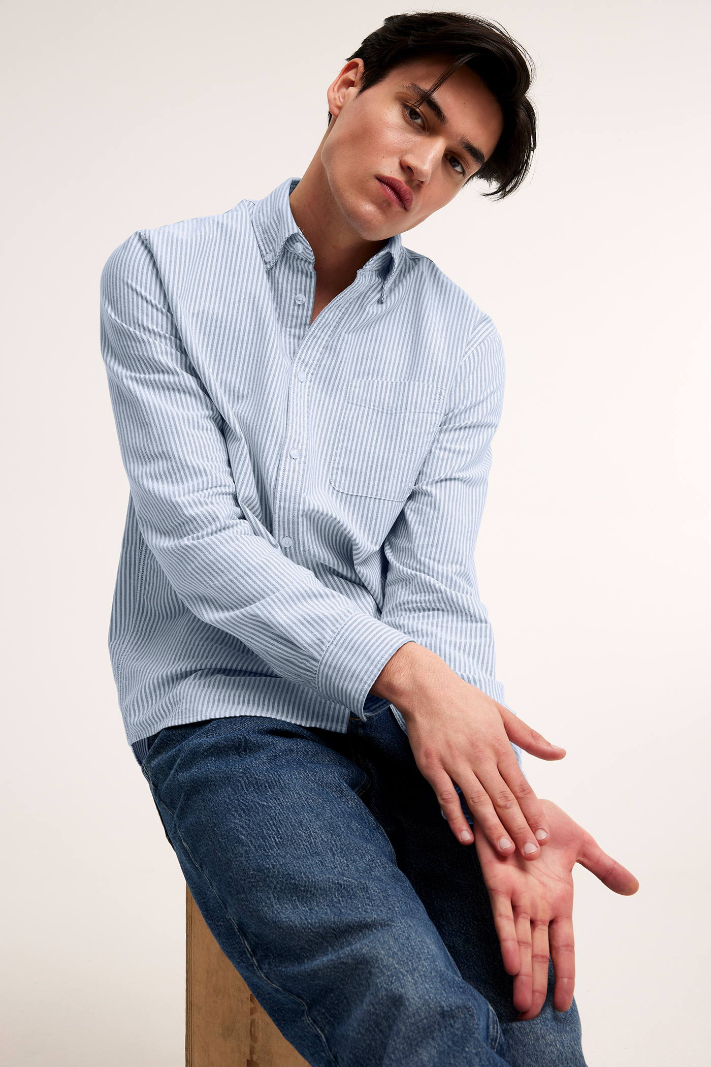 Randig oxfordskjorta regular fit | Blå | Herr | Kappahl