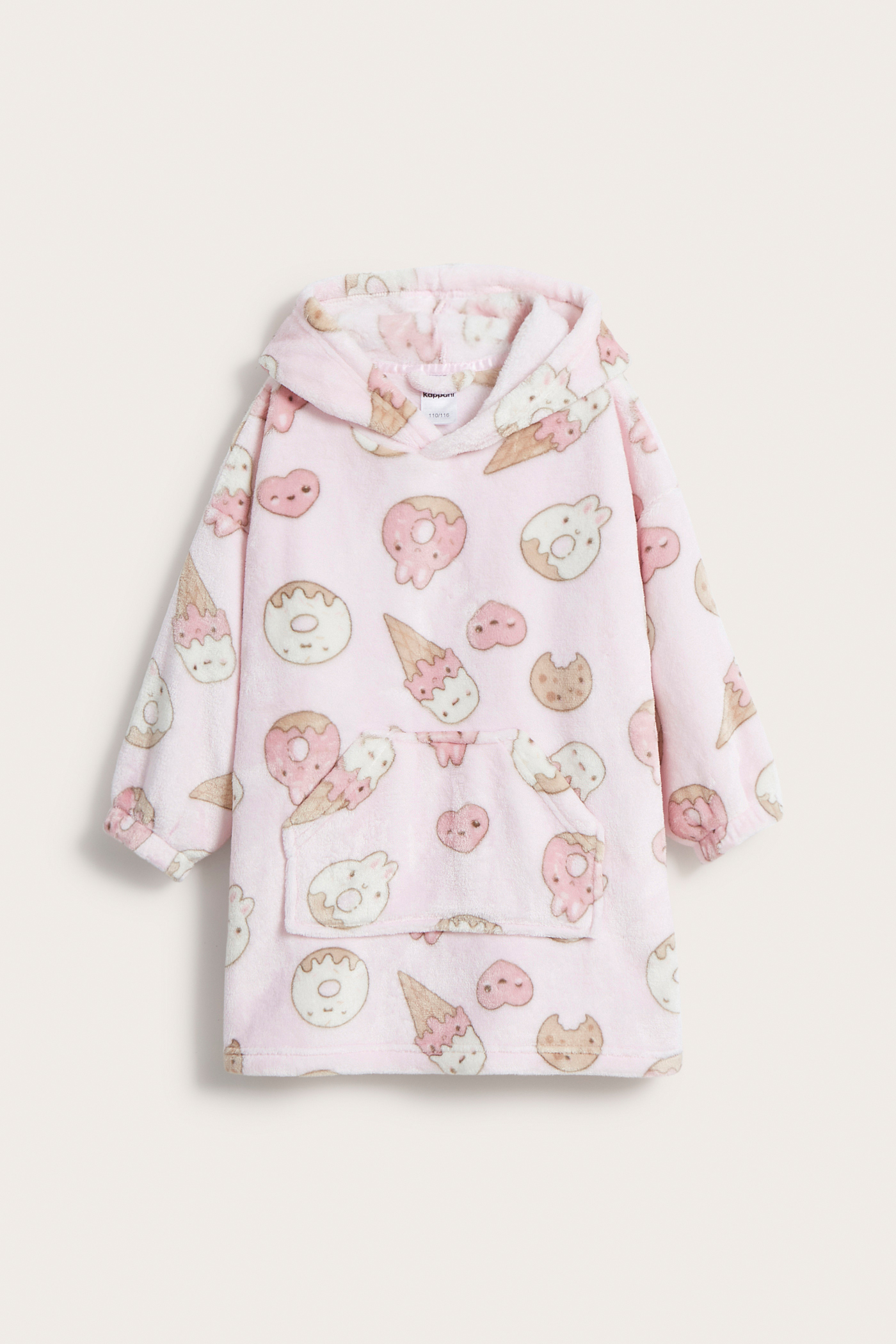 Oversized hettegenser i fleece | Rosa | Barn