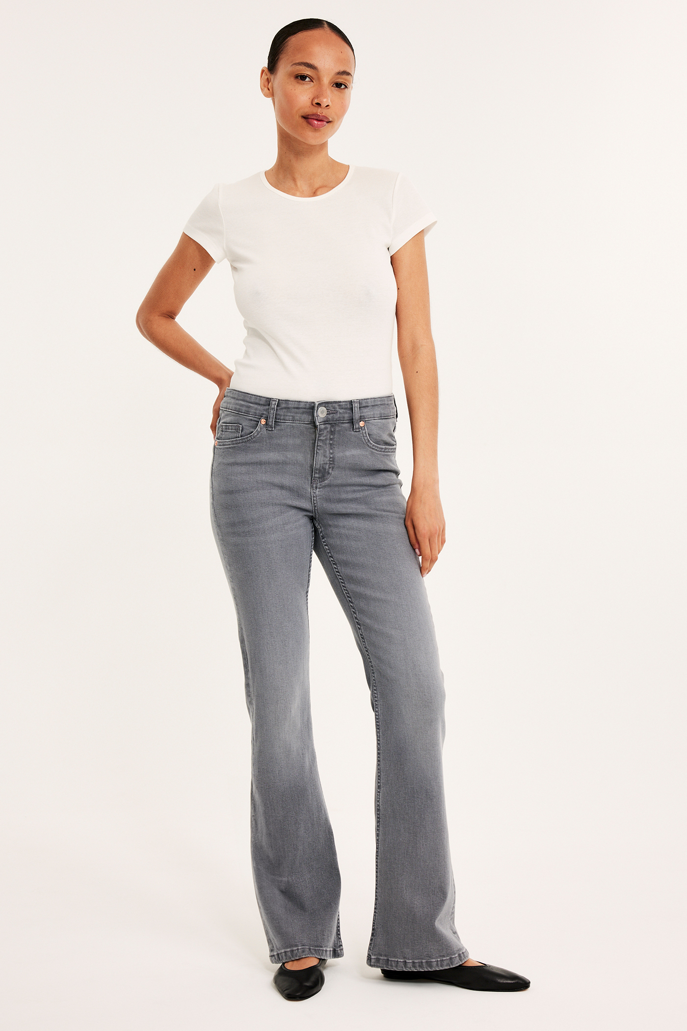 Flare jeans low waist | Sølvgrå | Dame | Kappahl