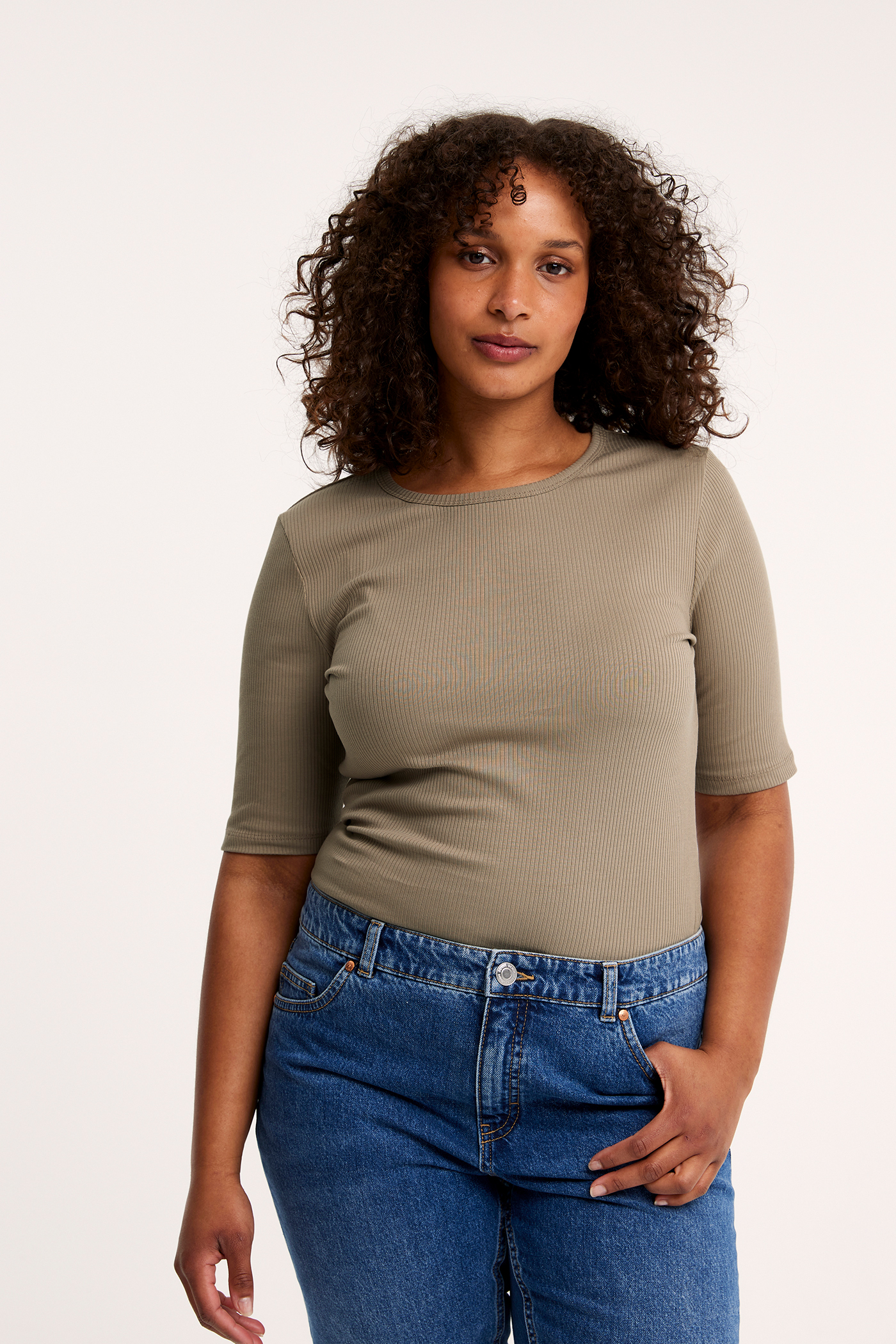 Ribbad topp | Brun | Dam | Kappahl