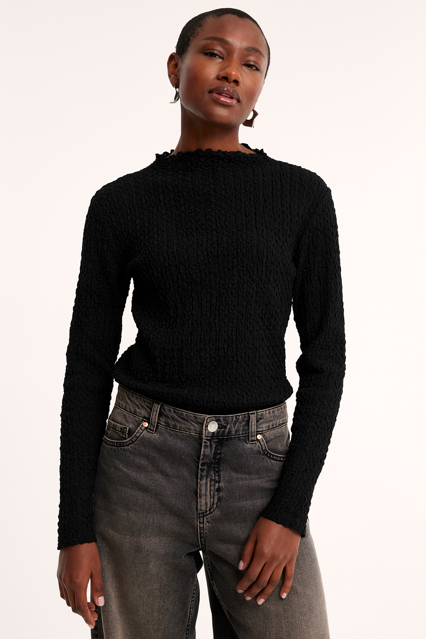 Långärmad topp | Svart | Dam | Kappahl