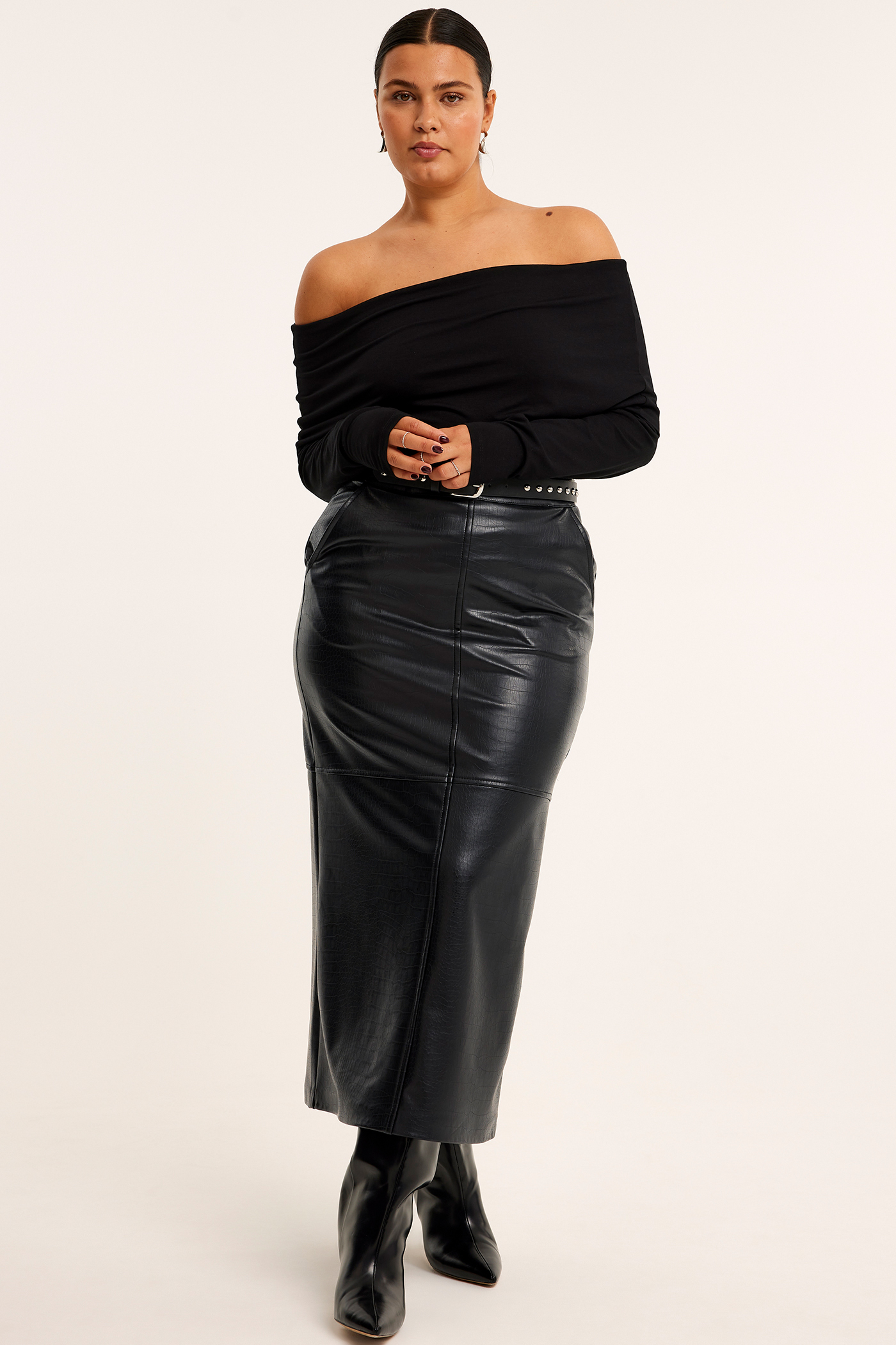 Kjol i skinnimitation | Svart | Dam | Kappahl