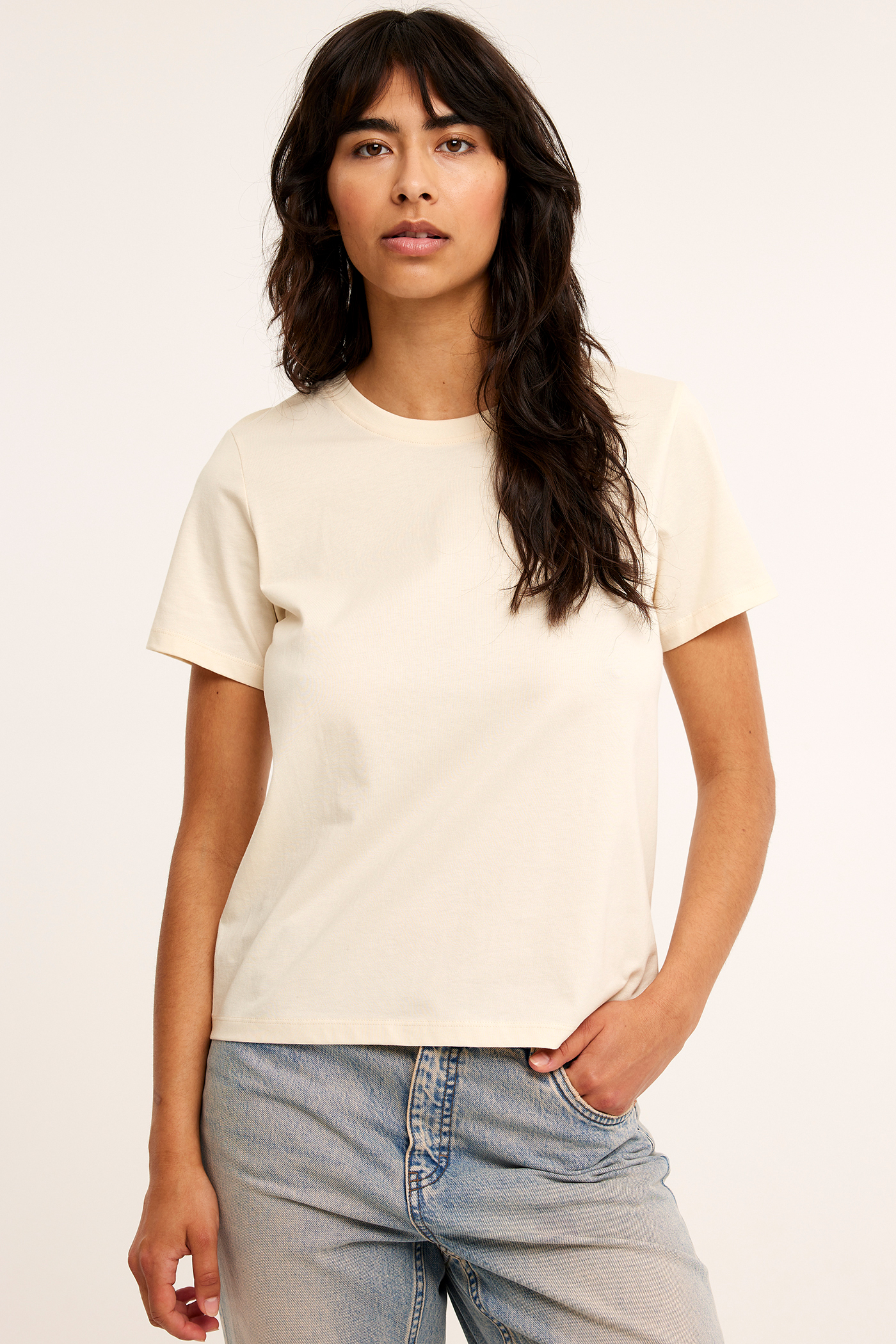 Enkel topp med korte ermer | Offwhite | Dame | Kappahl