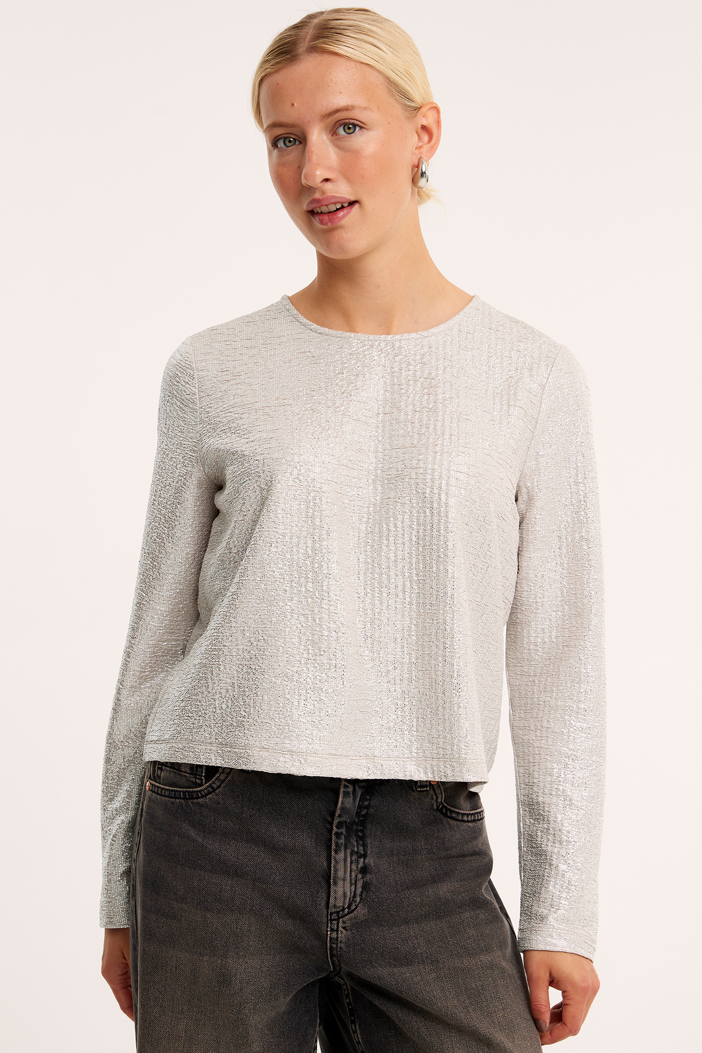 Glittrig topp | Silver | Dam | Kappahl