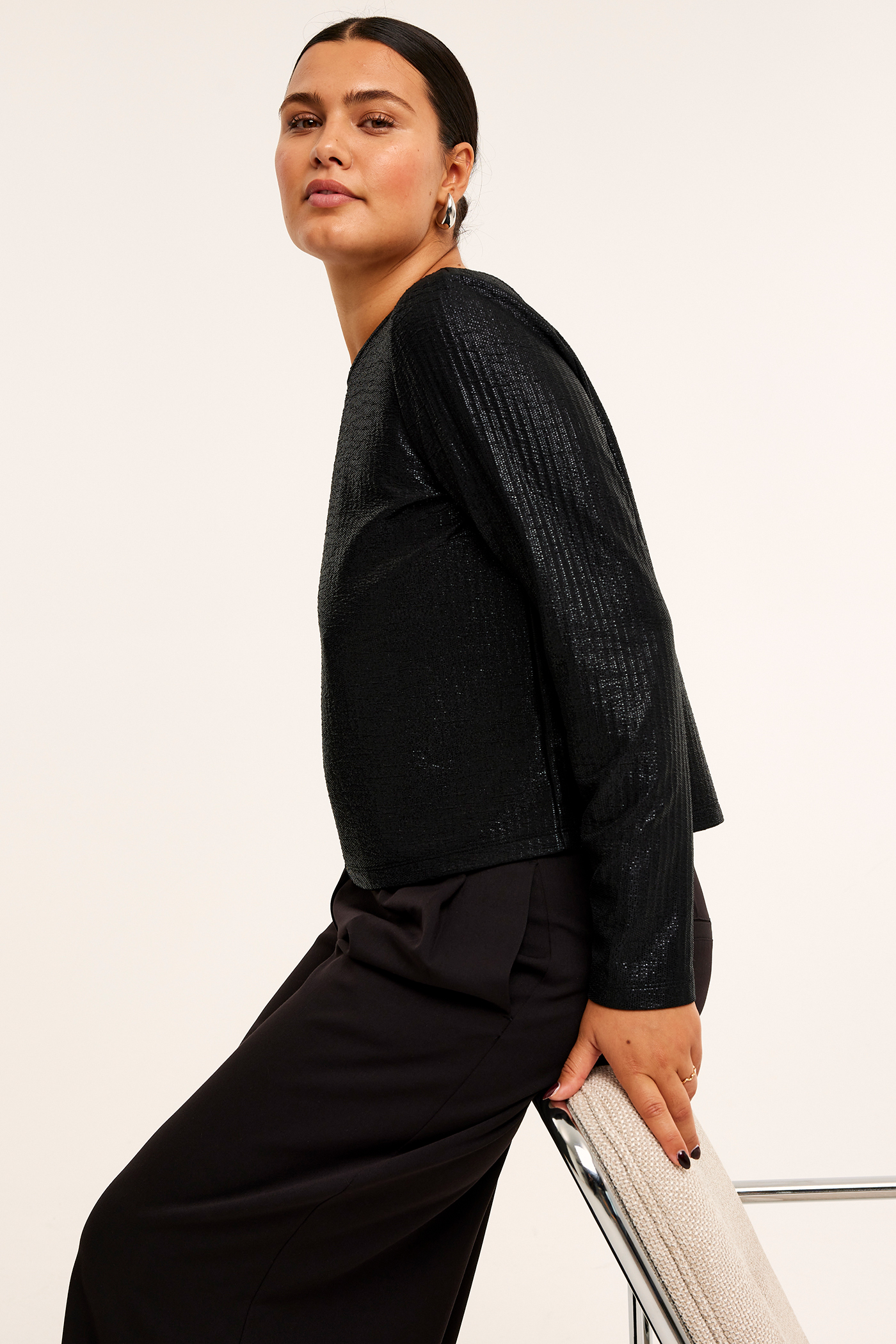 Glittrig topp | Svart | Dam | Kappahl