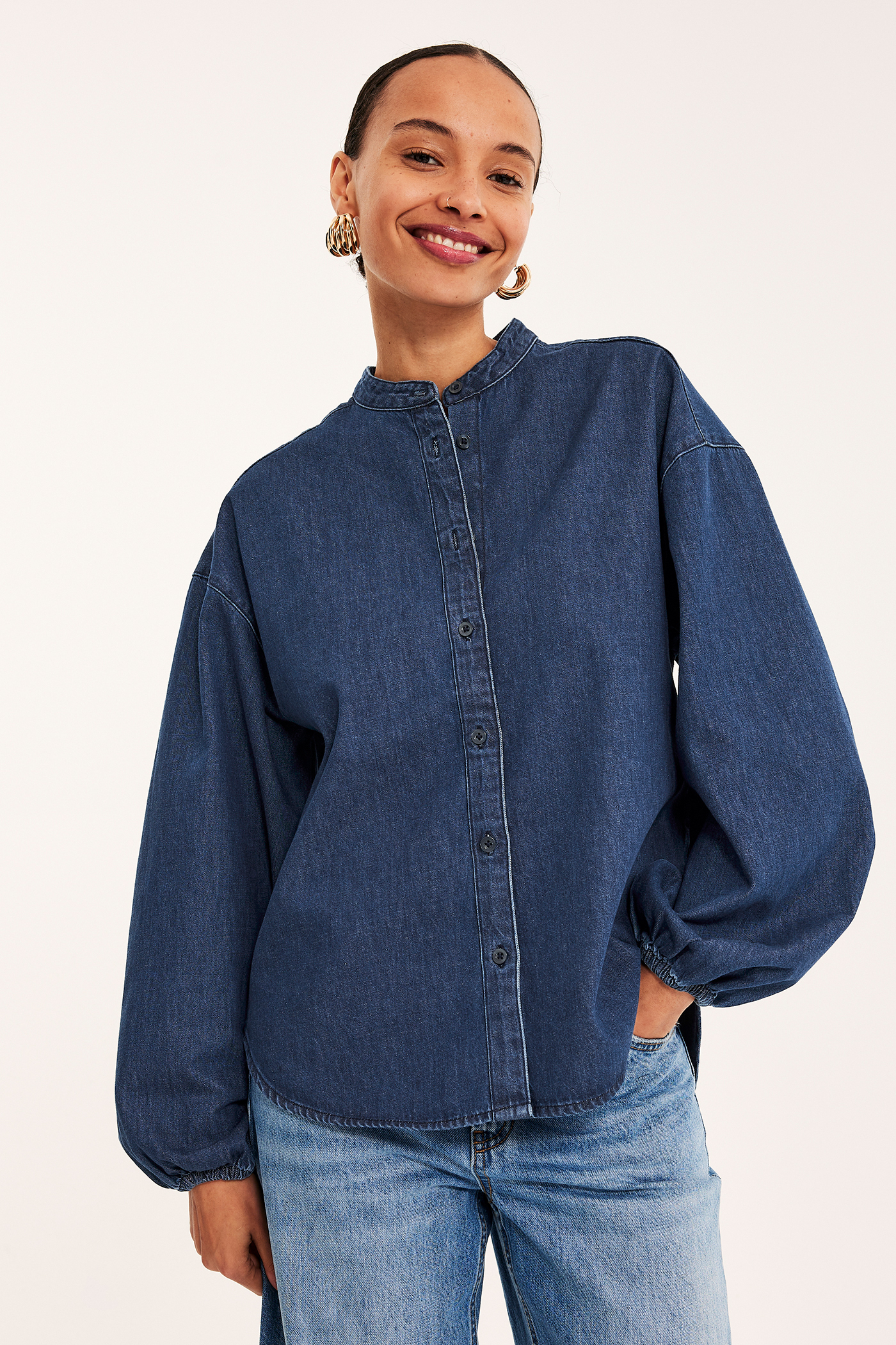 Blus i denim | Mörk denim | Dam | Kappahl