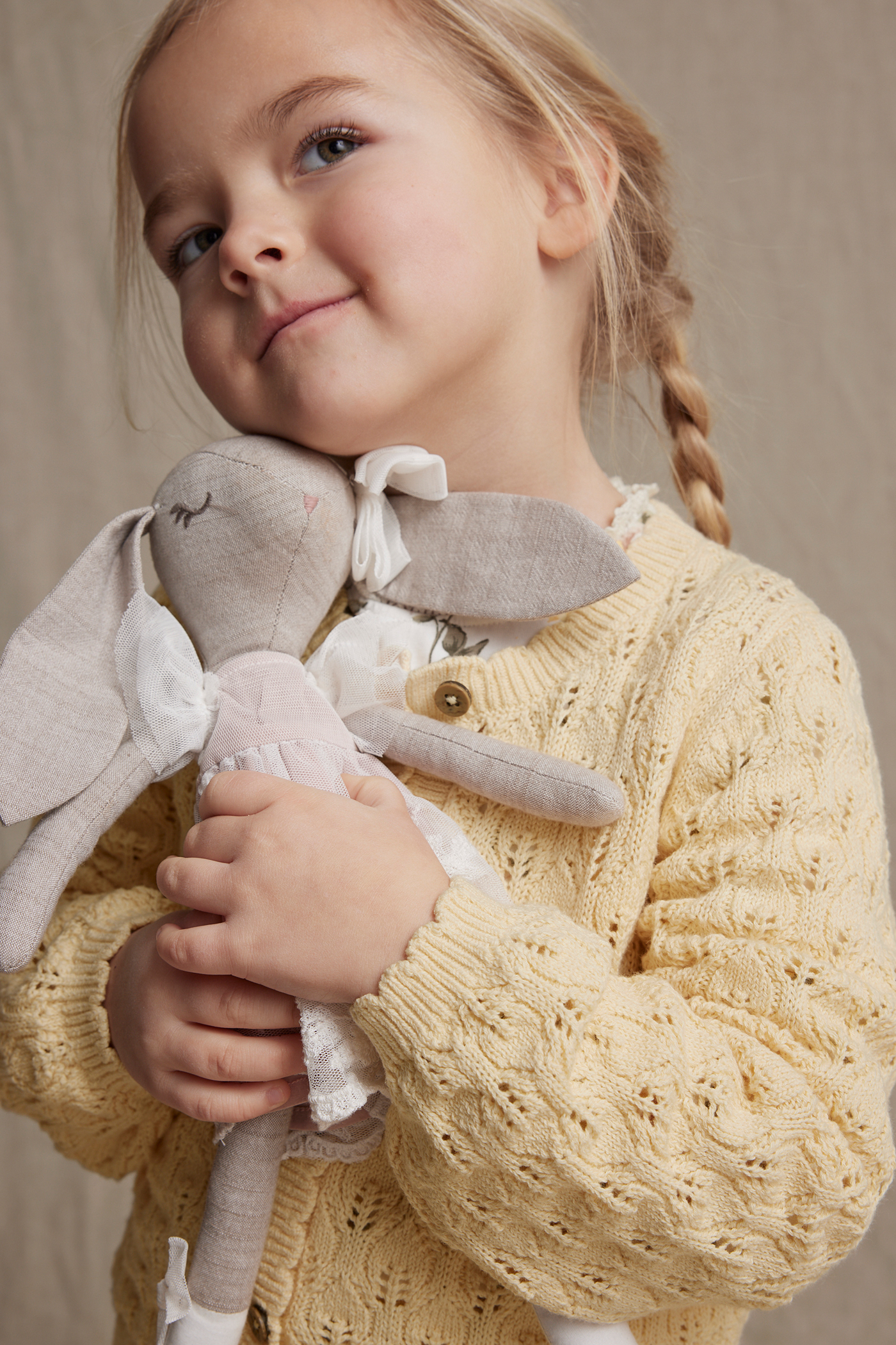 Stickad kofta | Gul | Barn | Newbie