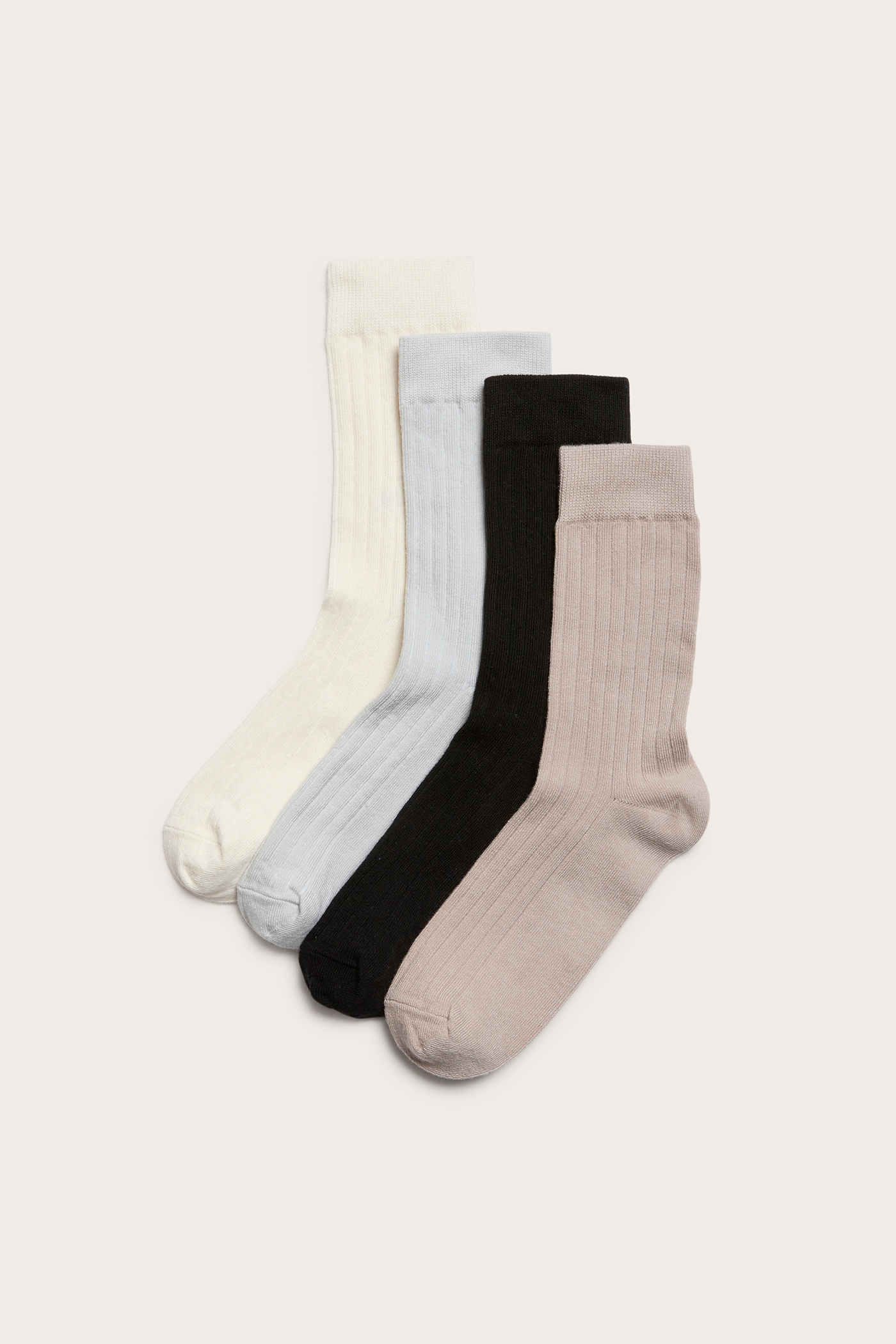 Ribbade strumpor 4-pack | Ljusbeige | Dam