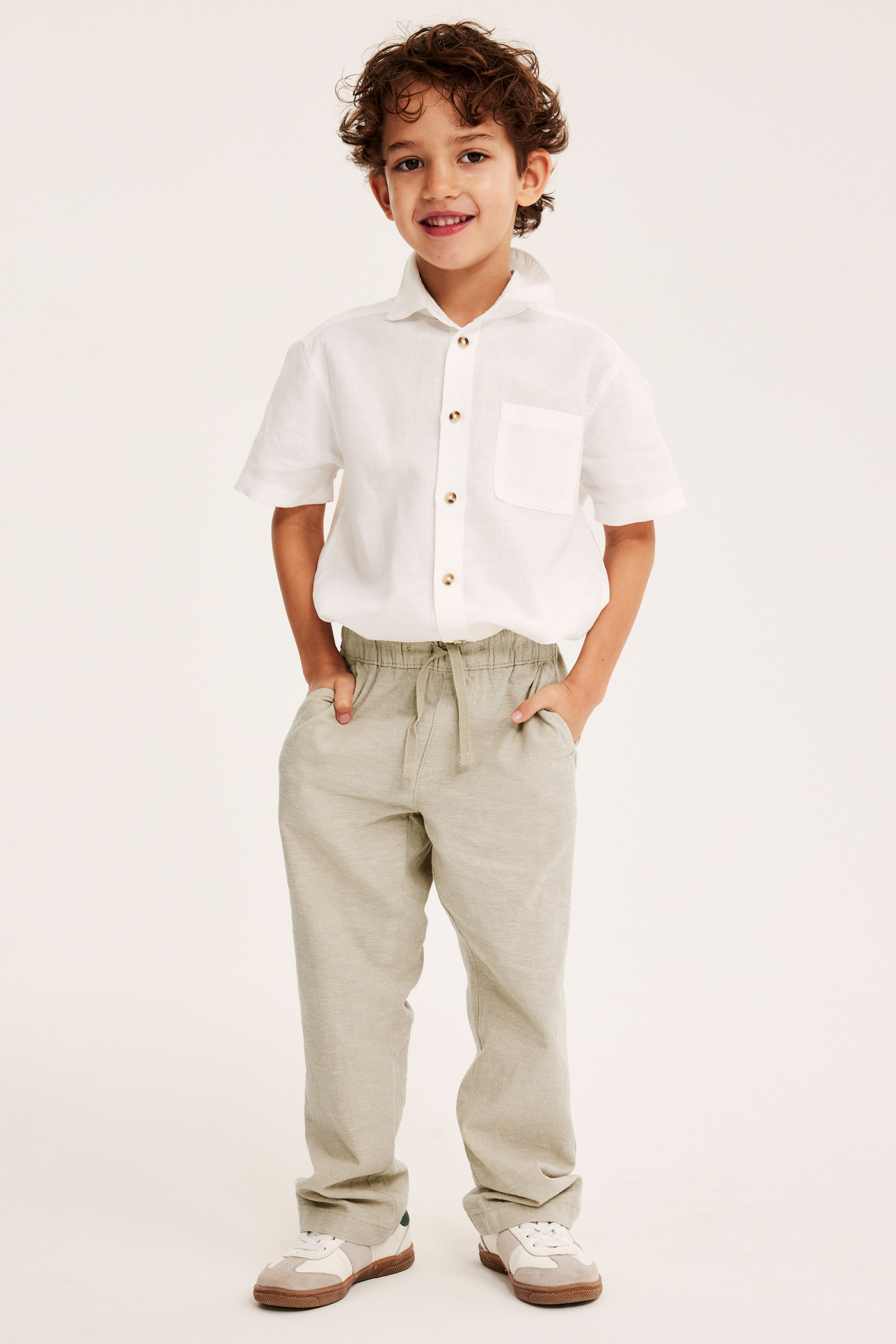 Byxor i linnemix | Beige | Barn | Kappahl