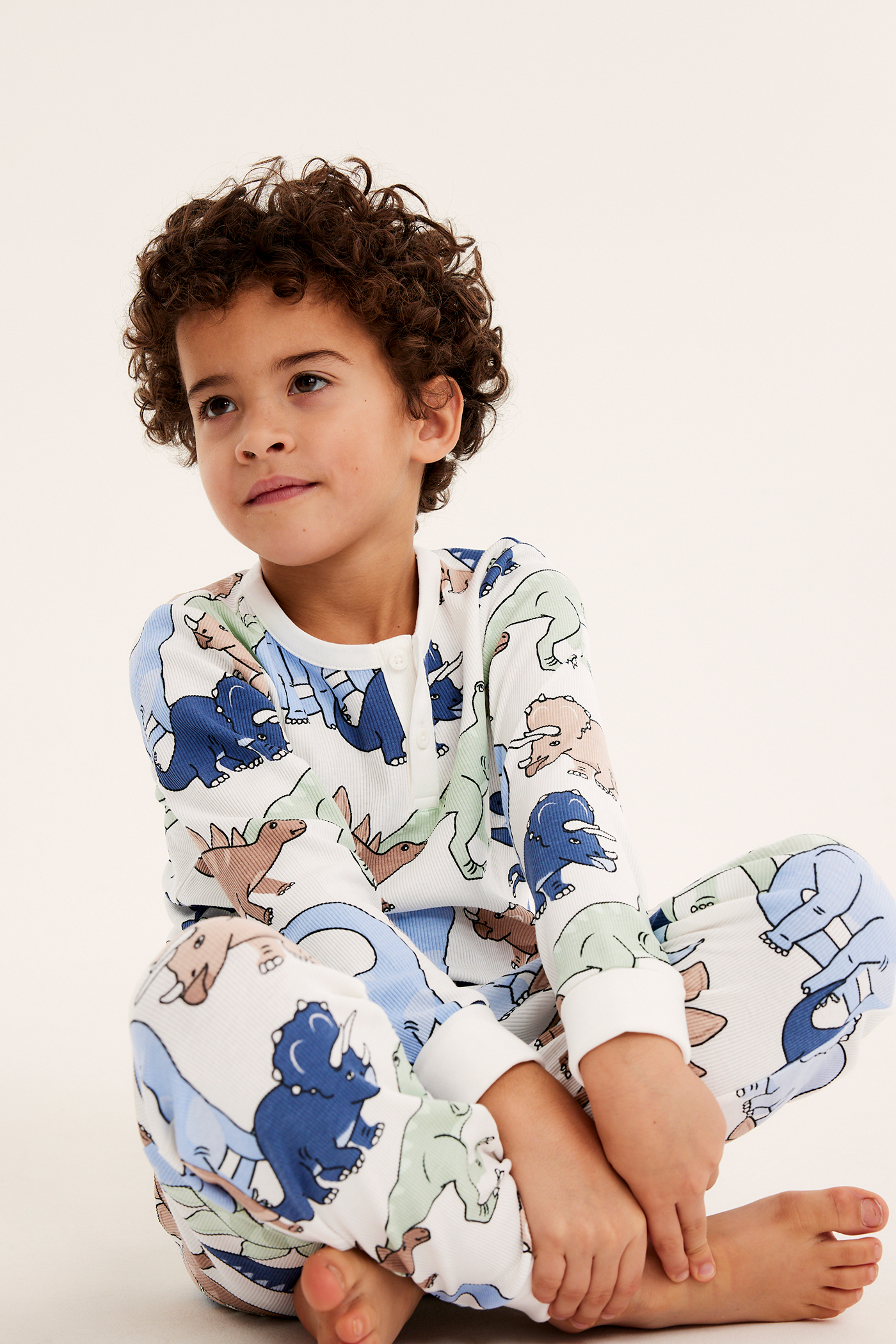 Långärmad mönstrad pyjamas | Offwhite | Barn | Kappahl