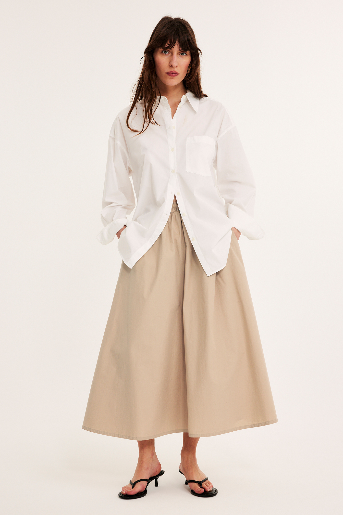 Poplinkjol | Beige | Dam | Kappahl