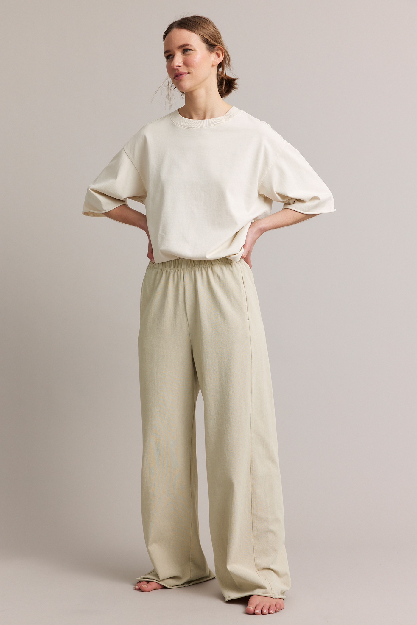 Raka Joggers Loungewear Ljusbeige Dam Kappahl