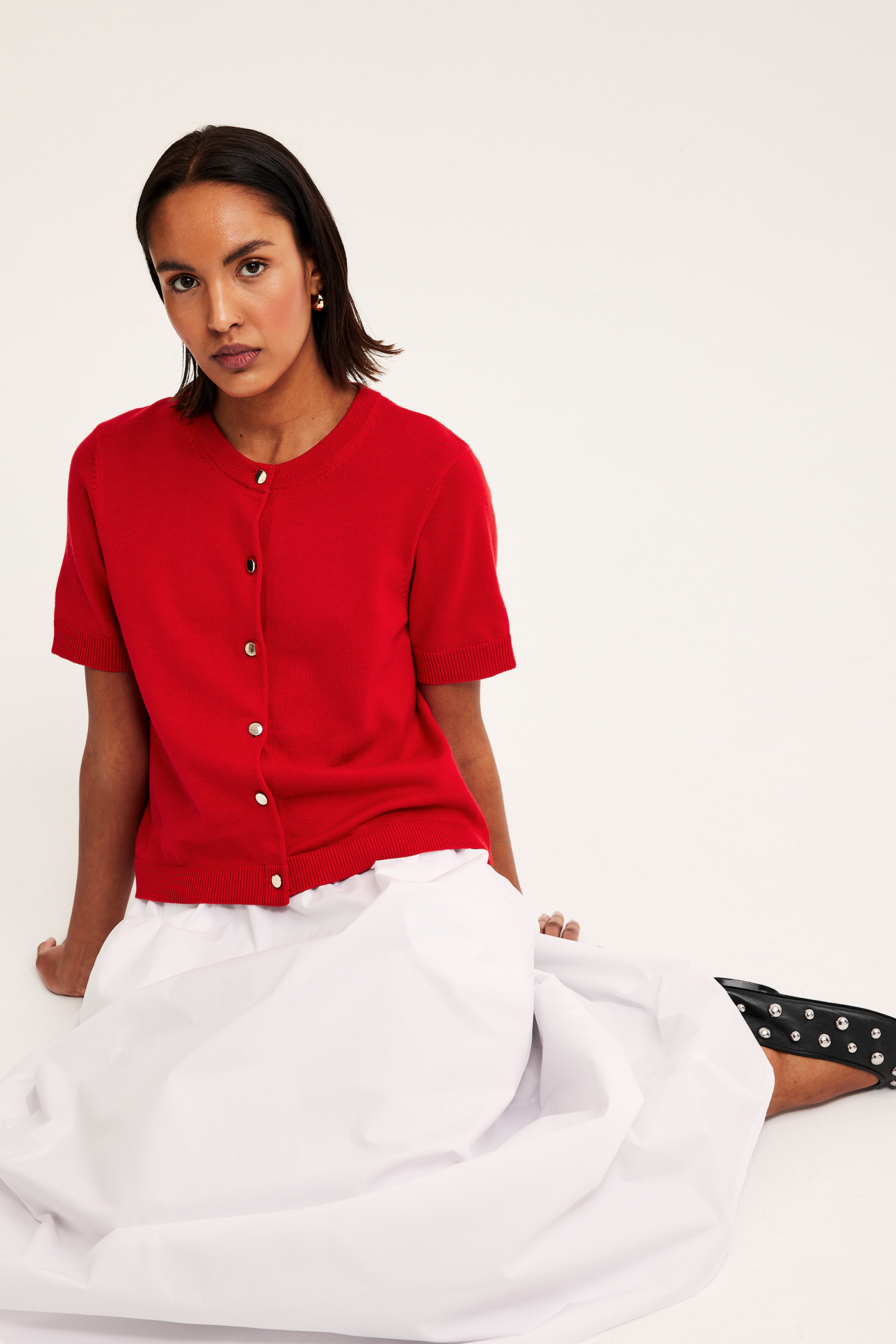 Kortärmad cardigan | Röd | Dam | Kappahl