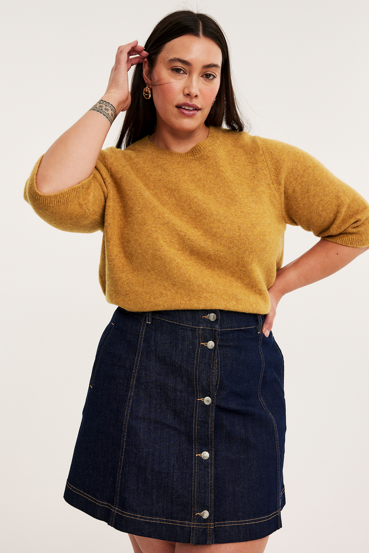 Stickad topp | Gul | Dam | Kappahl