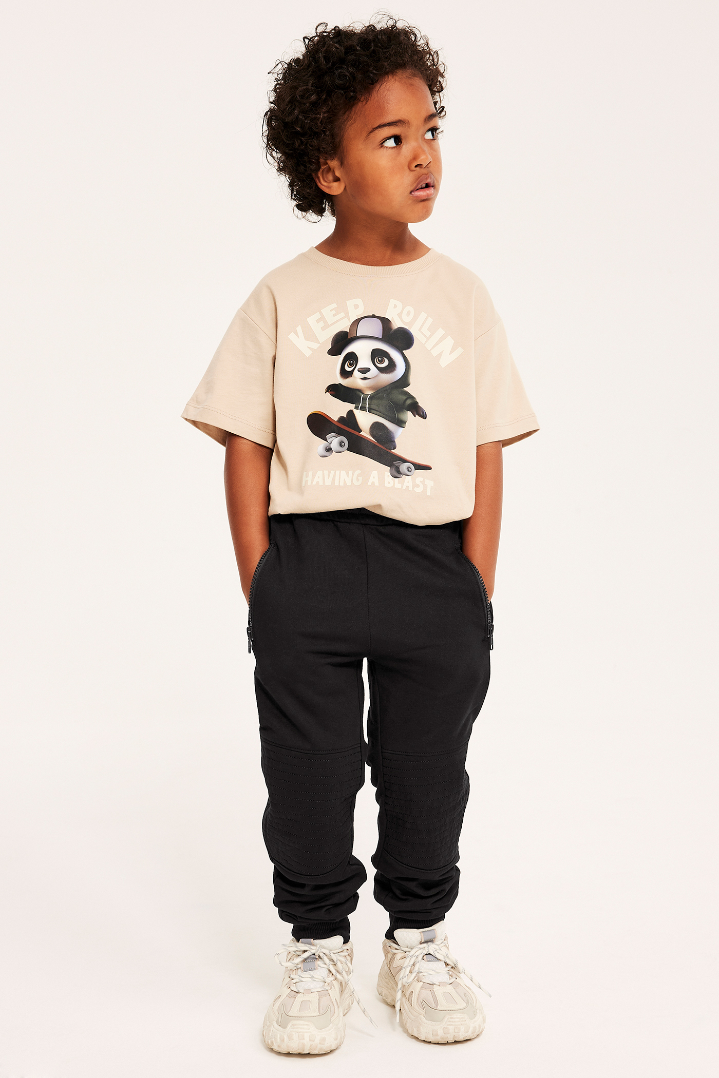 Mjukisbyxor med förstärkta knän | Svart | Barn | Kappahl