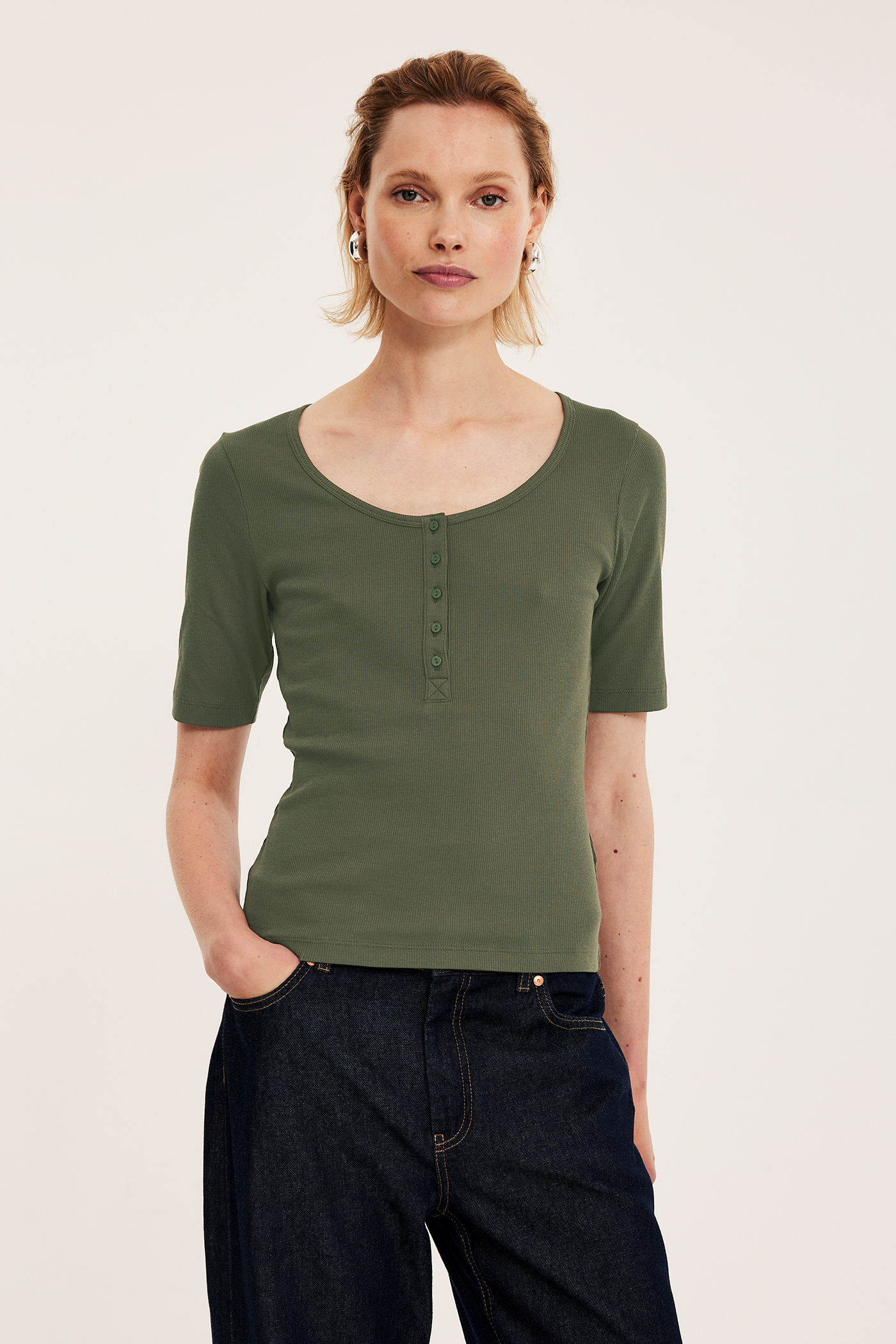 Ribbad topp | Grön | Dam | Kappahl