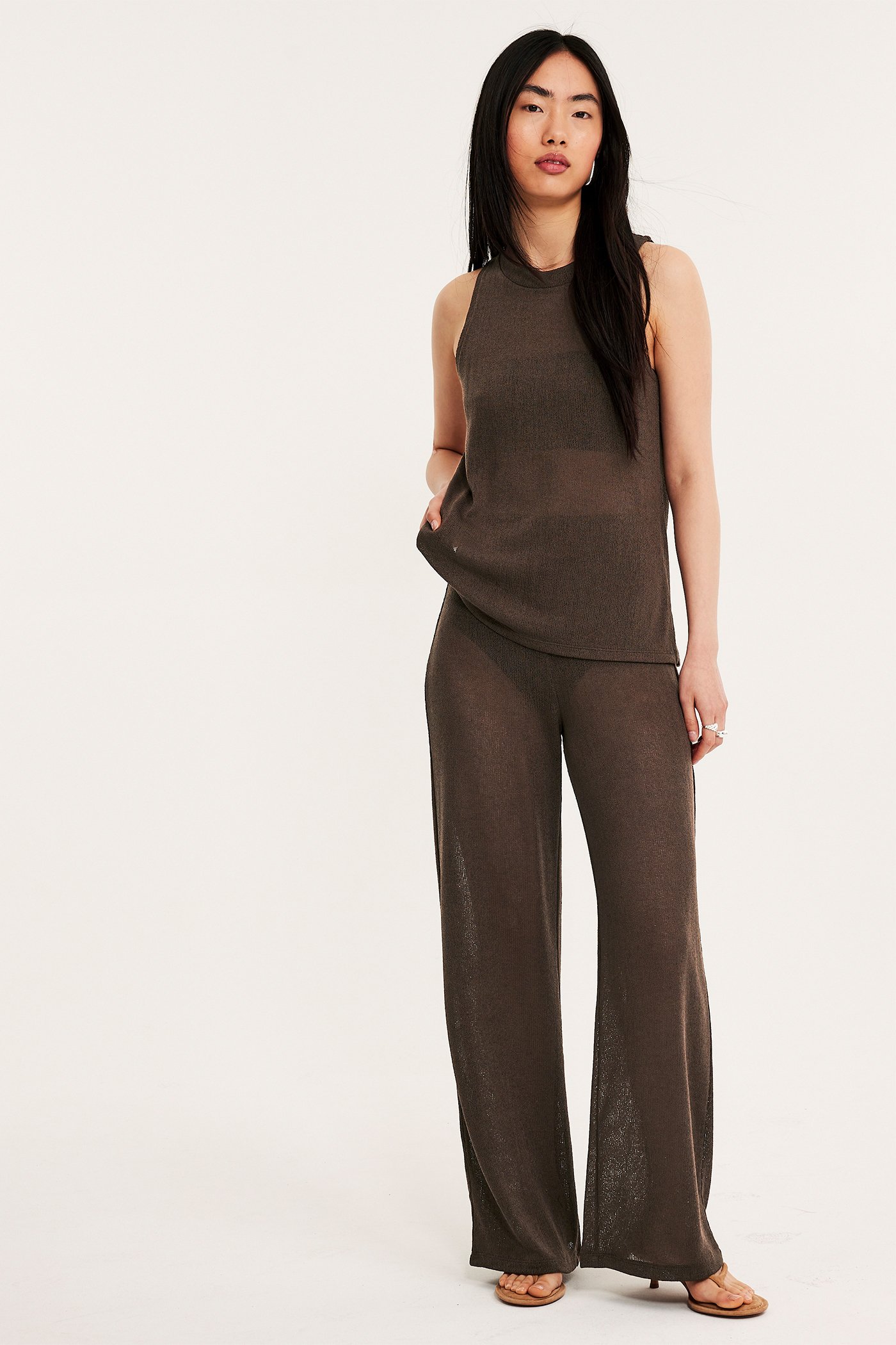 Vida pull-on byxor | Mörkbrun | Dam | Kappahl