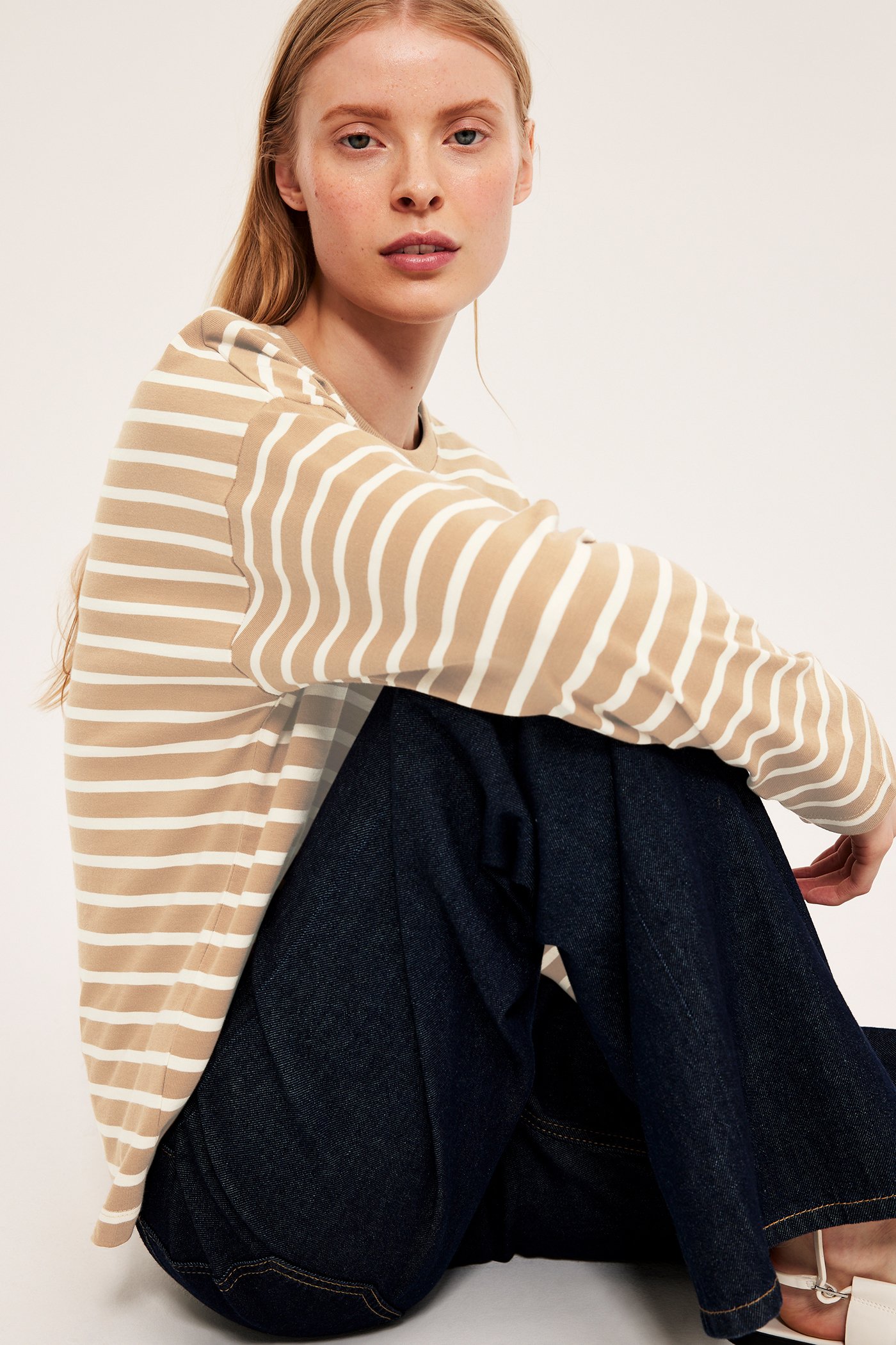 Randig topp | Beige | Dam | Kappahl