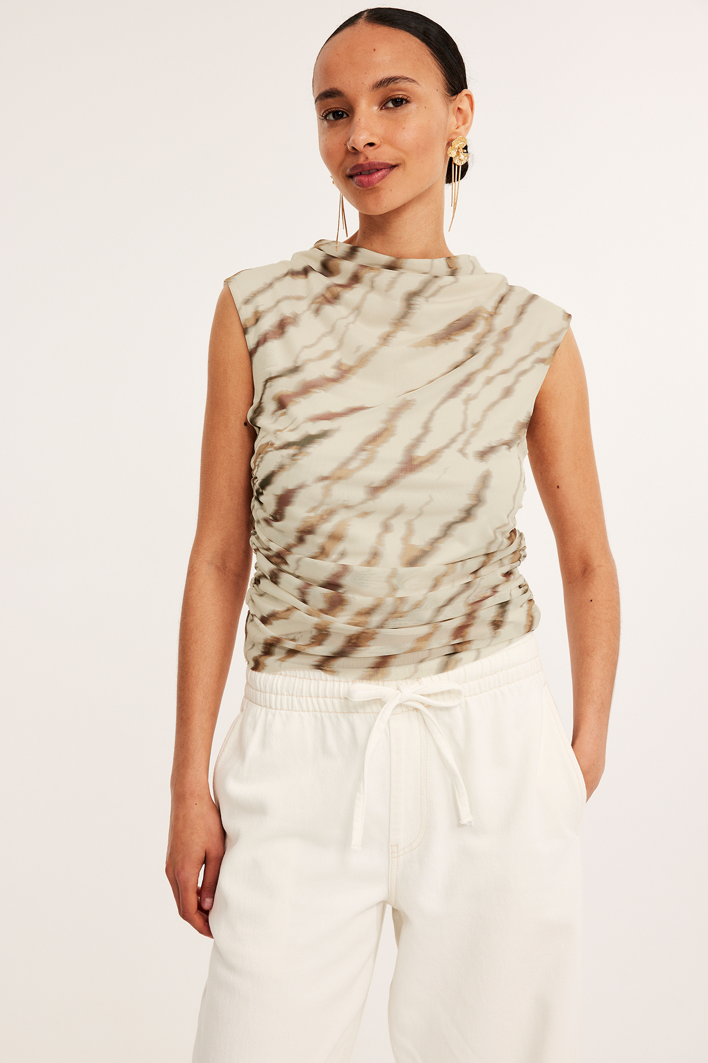 Topp med drapering | Beige | Dam | Kappahl