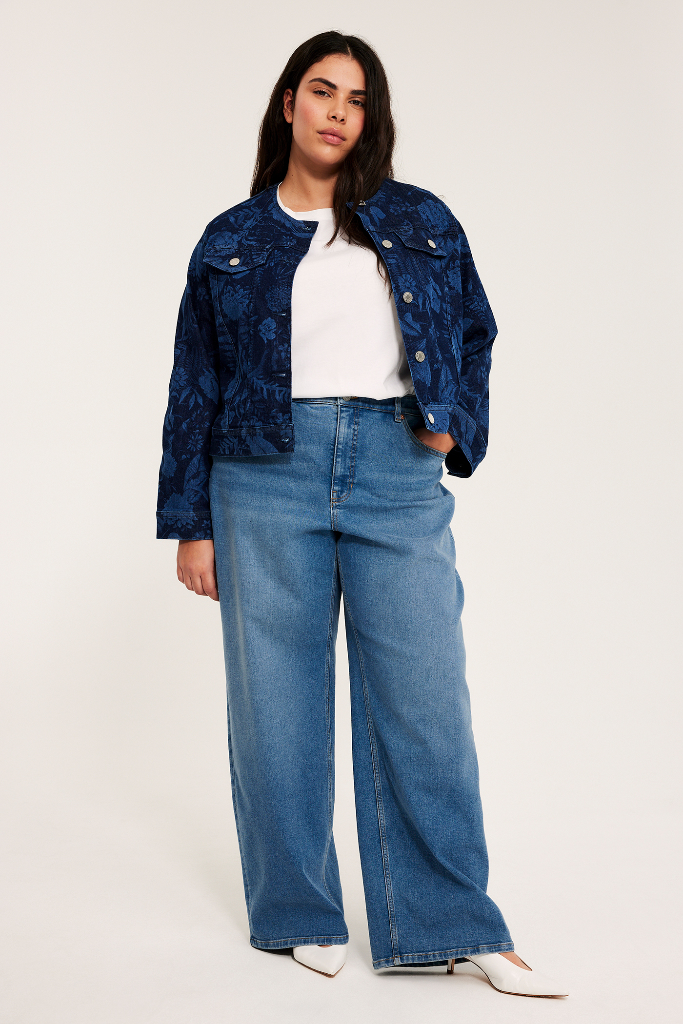 Wide jeans high waist | Vaalea denim | Naiset | Kappahl