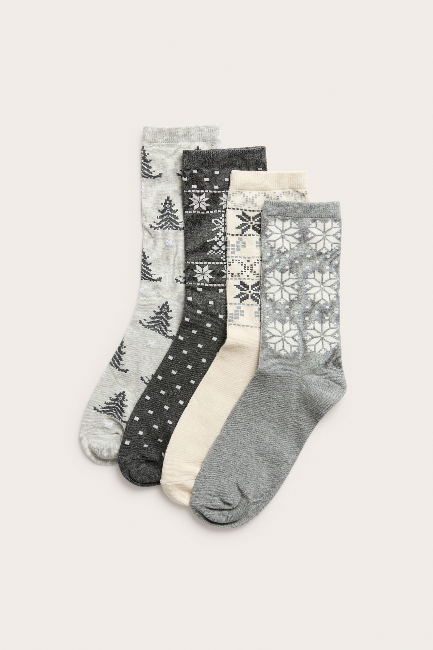 Strumpor 4-pack med julmotiv | Ljusgrå | Dam | Kappahl
