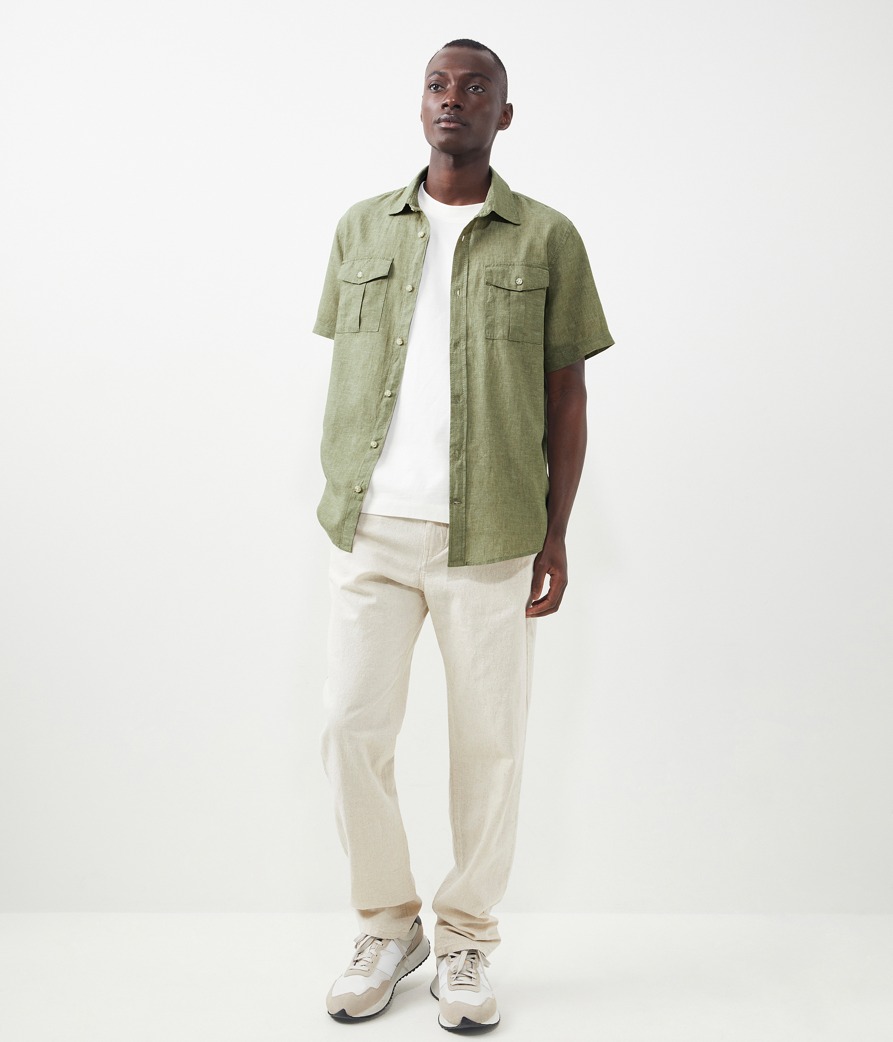 Kortärmad skjorta i linnemix