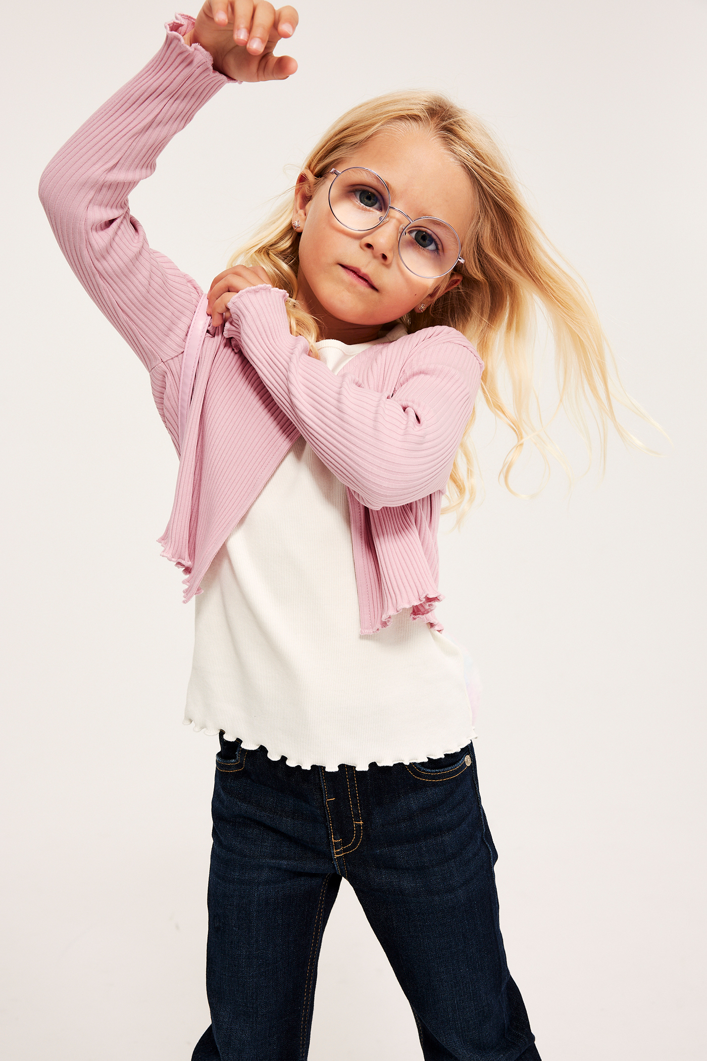 Ribbestrikket bolero | Lyserosa | Barn | Kappahl